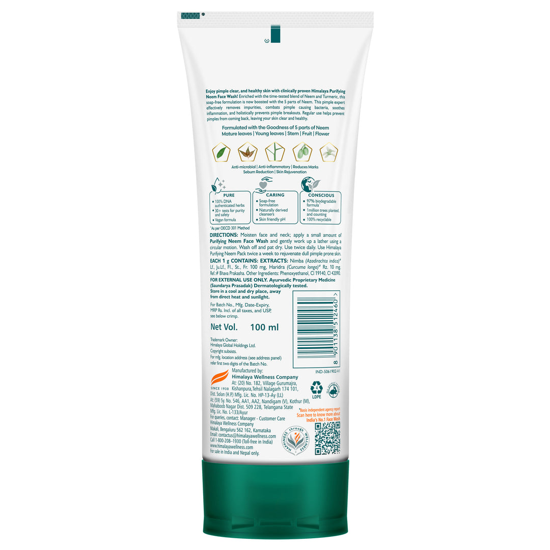 Buy Himalaya Purifying Neem Face Wash 50ml, 100ml, 400ml – Himalaya Wellness (India)