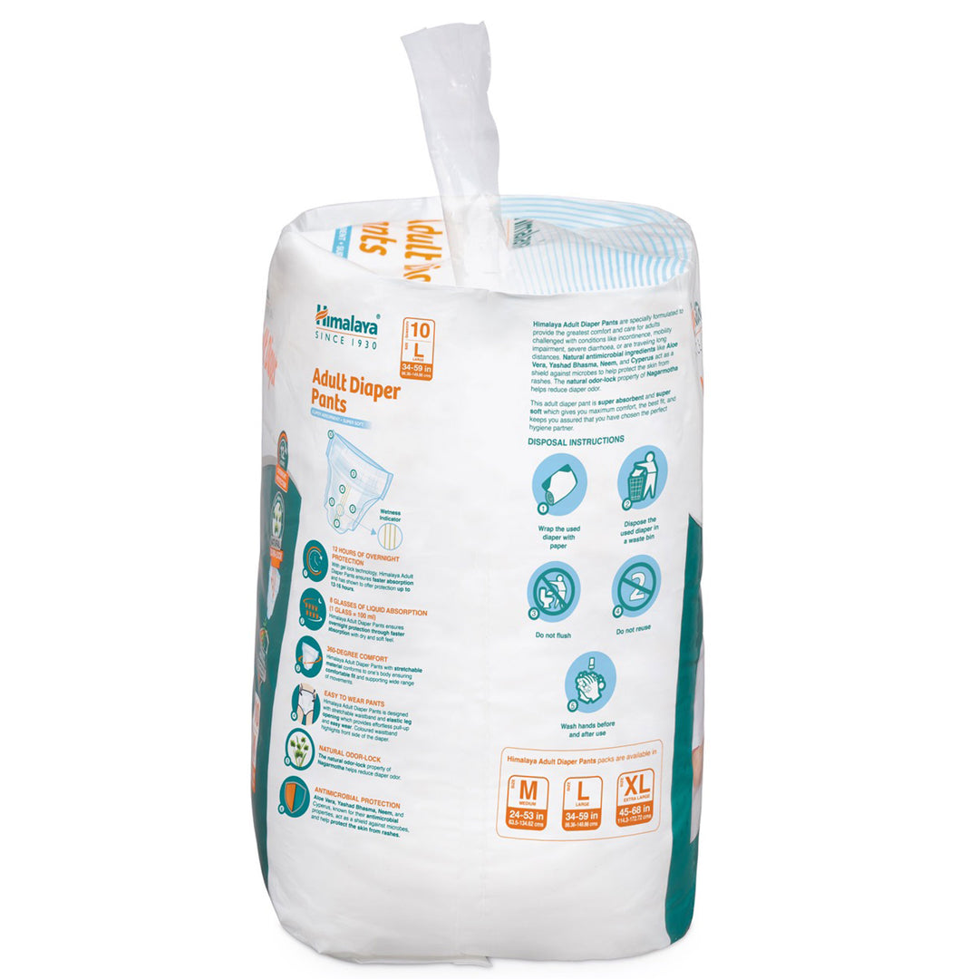 Buy Himalaya Adult Diaper Pants - M, L, XL sizes - 10's Pack – Himalaya ...