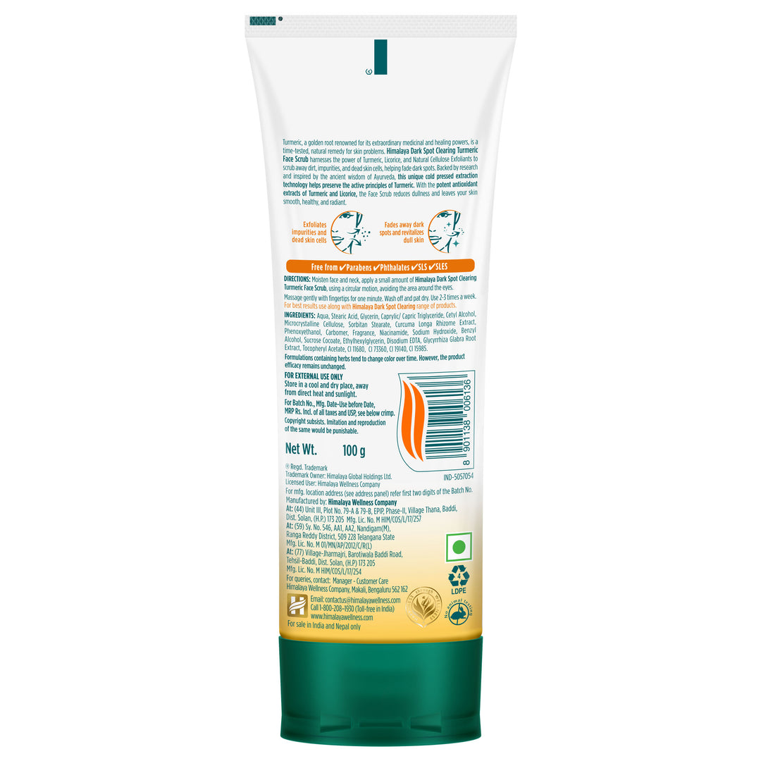 Buy Himalaya Dark Spot Clearing Turmeric Face Scrub 50g, 100g ...