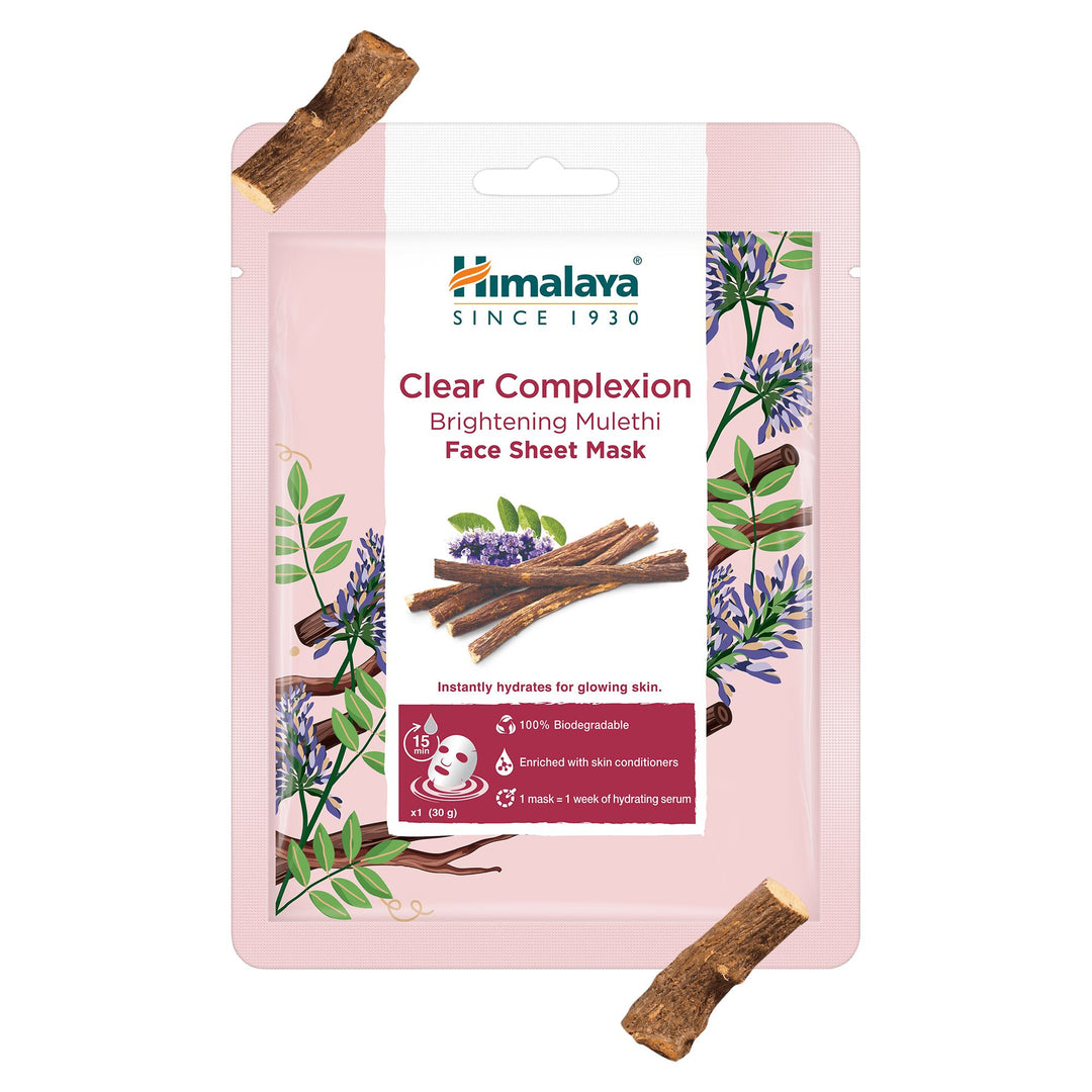 Himalaya Clear Complexion Brightening Mulethi Face Sheet Mask ...